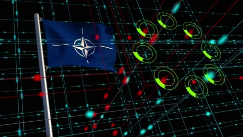 Conceptual cyber attack with NATO flag | Stock Video | Pond5