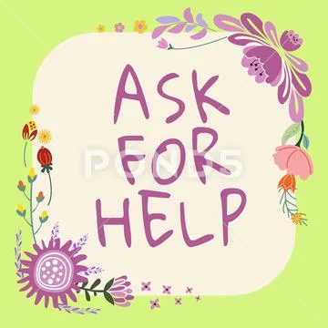 Conceptual display Ask For Help. Concept meaning Request to support ...