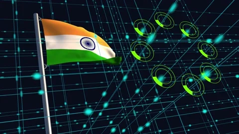 Conceptual flow of data with Indian flag | Stock Video | Pond5