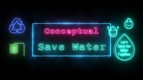 Conceptual save water Neon pink-blue Flu... | Stock Video | Pond5