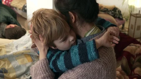 Concerned Mother Hug Caress Child Thinki... | Stock Video | Pond5