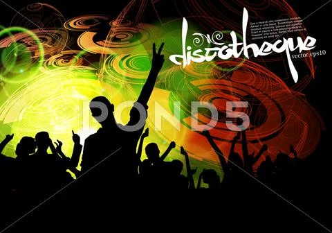 Concert crowd in front of stage. Vector illustration: Graphic #33698733