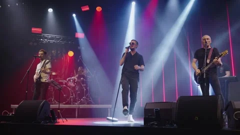 Concert popular pop group on stage of ni... | Stock Video | Pond5