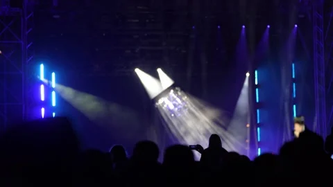 Concert stage with spotlights flashing a... | Stock Video | Pond5
