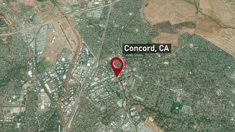 Concord City Map Zoom (CA, USA) from Spa... | Stock Video | Pond5