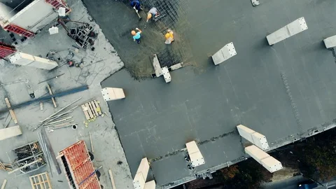 Concrete floor of a building in progress... | Stock Video | Pond5
