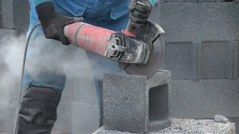 Concrete floor cutting, cinder block wit... | Stock Video | Pond5