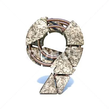 Concrete fracture font Number 9 NINE 3D: Graphic #118384273