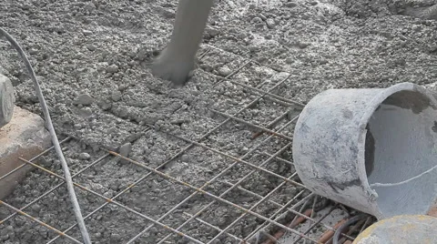 Concrete pouring works, compacting liqui... | Stock Video | Pond5