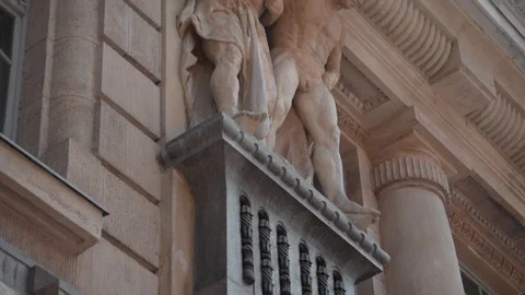 Concrete Statue, Men as pillars holding ... | Stock Video | Pond5