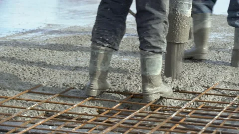 Concreting of reinforced concrete slab. ... | Stock Video | Pond5