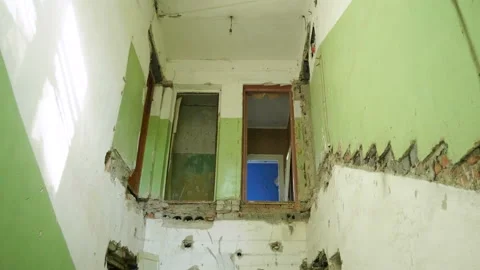Condemned building. An empty old multi-s... | Stock Video | Pond5