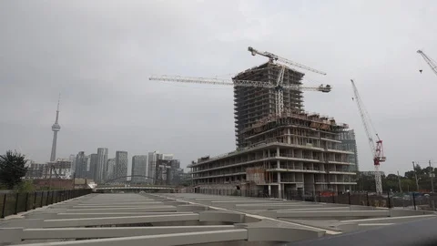 Condominium construction cranes in Toron... | Stock Video | Pond5