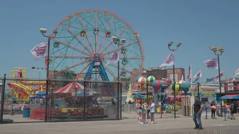 Coney Island boardwalk in New York City ... | Stock Video | Pond5