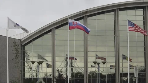 Conference Hall World Flags | Stock Video | Pond5