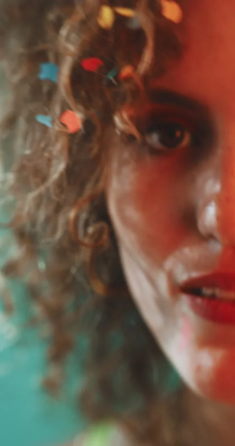 Confetti girl dancing in neon lights. | Stock Video | Pond5