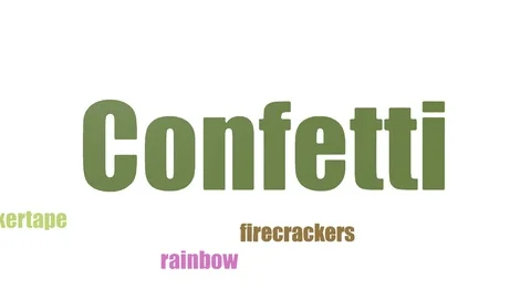 Confetti Word Cloud Animated Isolated On... | Stock Video | Pond5