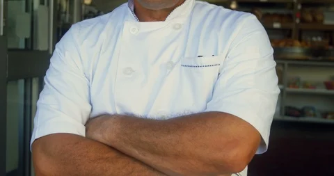 Confident chef standing with arm crossed... | Stock Video | Pond5