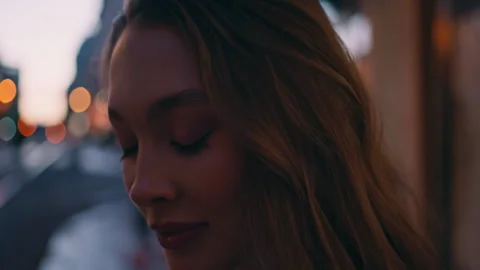 Confident model posing twilight street c... | Stock Video | Pond5