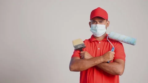 Confident painter standing with medical ... | Stock Video | Pond5