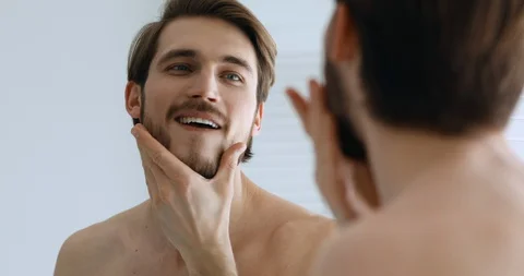 Man Looking In Mirror Stock Video Footage | Royalty Free Man Looking In ...