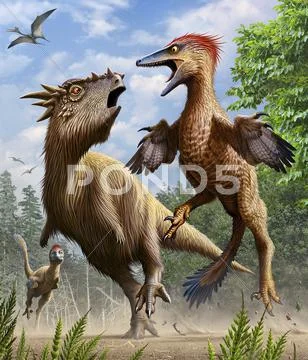 Confrontation between Pectinodon bakkeri and a Stygimoloch.: Graphic ...