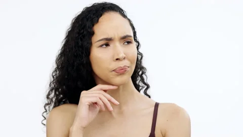 Confused model, face or thinking on isol... | Stock Video | Pond5