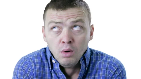 Confused Scared Man , Afraid. On white b... | Stock Video | Pond5