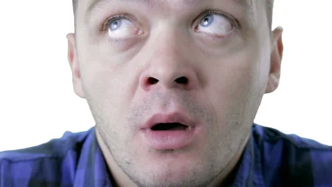 Confused Scared Man , Afraid. On white b... | Stock Video | Pond5