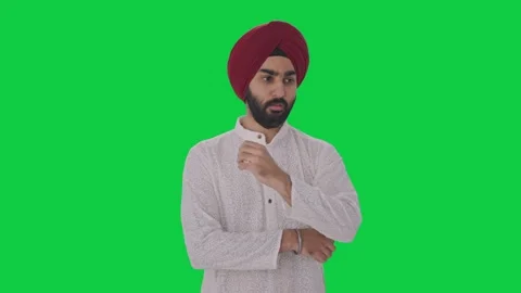 Confused Sikh Indian man thinking Green ... | Stock Video | Pond5
