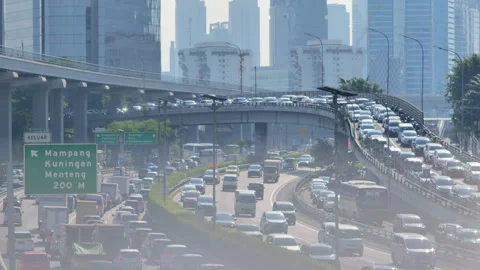 Congestion on Jakarta's urban roads and ... | Stock Video | Pond5