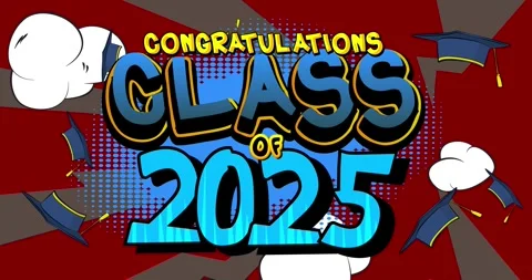 Congratulations class of 2025 comic book... | Stock Video | Pond5