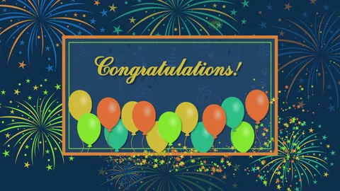 Congratulations with fireworks and ballo... | Stock Video | Pond5