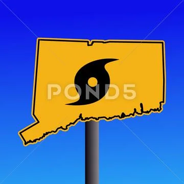 Connecticut warning sign with hurricane symbol illustration: Royalty ...