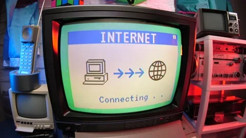 Connecting to The Internet Vintage Retro... | Stock Video | Pond5