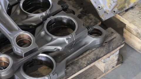 Connecting rod for diesel engine. Part o... | Stock Video | Pond5
