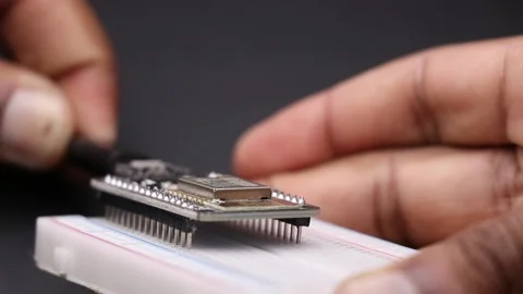 Connecting usb power supply to IOT devel... | Stock Video | Pond5