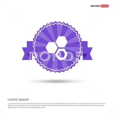 Connection of cells molecule icon - Purple Ribbon banner: Graphic #96536641