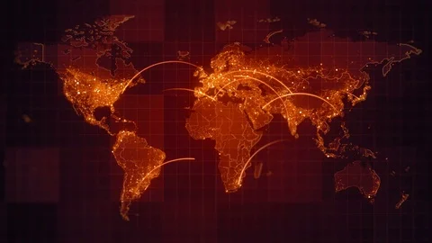 Connection Red World Map Loop | Stock Video | Pond5