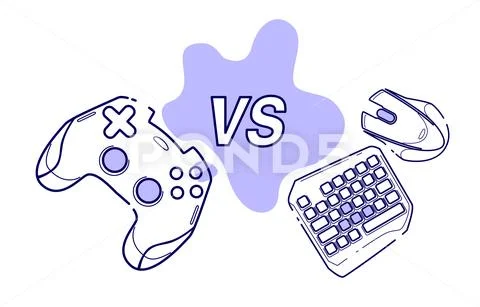 Consoles vs pc, game concept competitive. Line concept art with ...