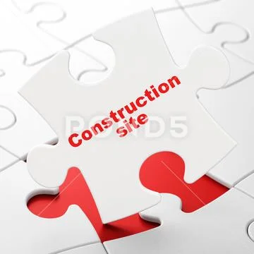 Constructing concept: Construction Site on puzzle background: Graphic ...