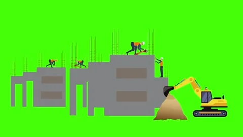 Construction building site animation wit... | Stock Video | Pond5