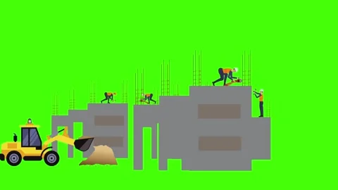 Construction building site animation wit... | Stock Video | Pond5