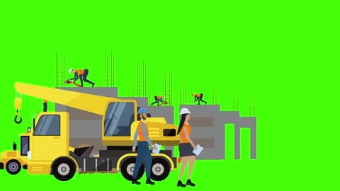 Construction building site animation wit... | Stock Video | Pond5