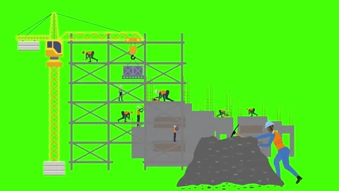 Construction building site animation wit... | Stock Video | Pond5