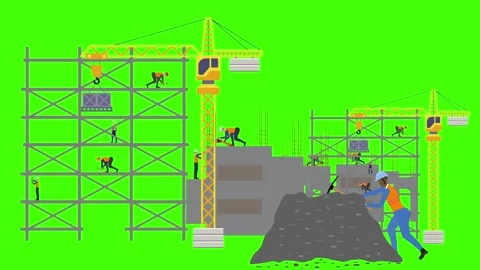 Construction building site animation wit... | Stock Video | Pond5