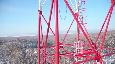 The construction of cell towers in the f... | Stock Video | Pond5