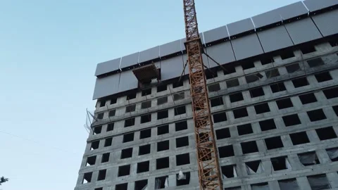 Construction of a high-rise tower of a r... | Stock Video | Pond5