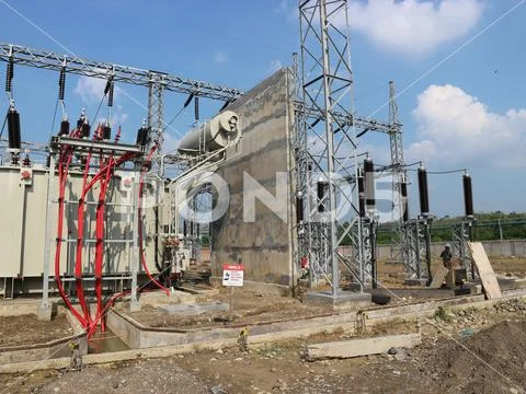 Construction of high-voltage distribution substations Stock Image ...