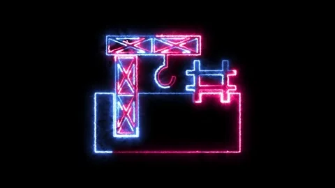 Construction icon neon fire blue pink co... | Stock Video | Pond5